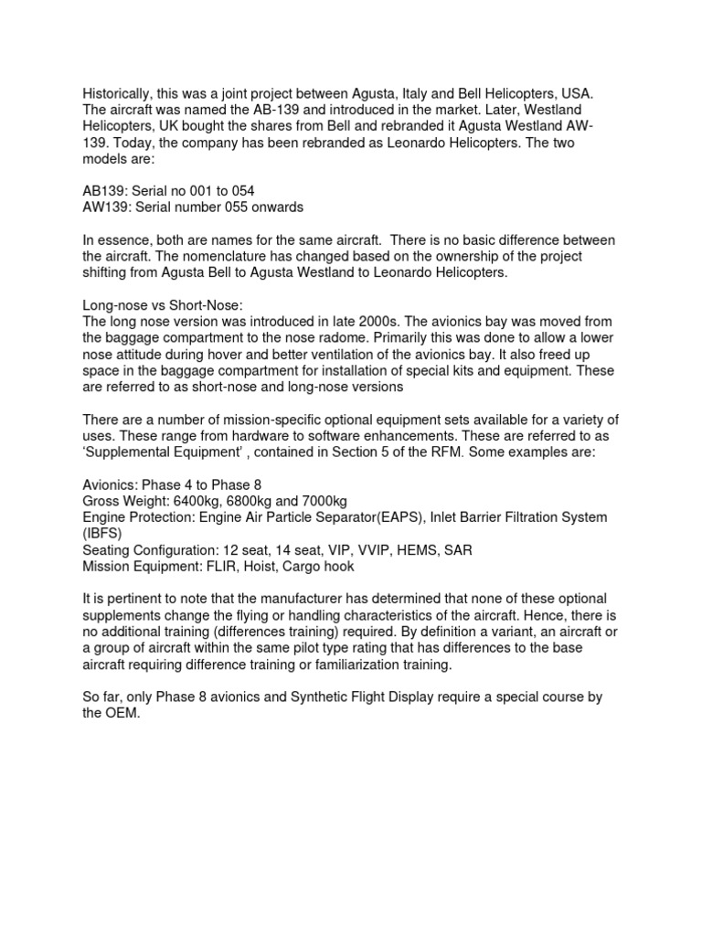 AW139 Versions | PDF