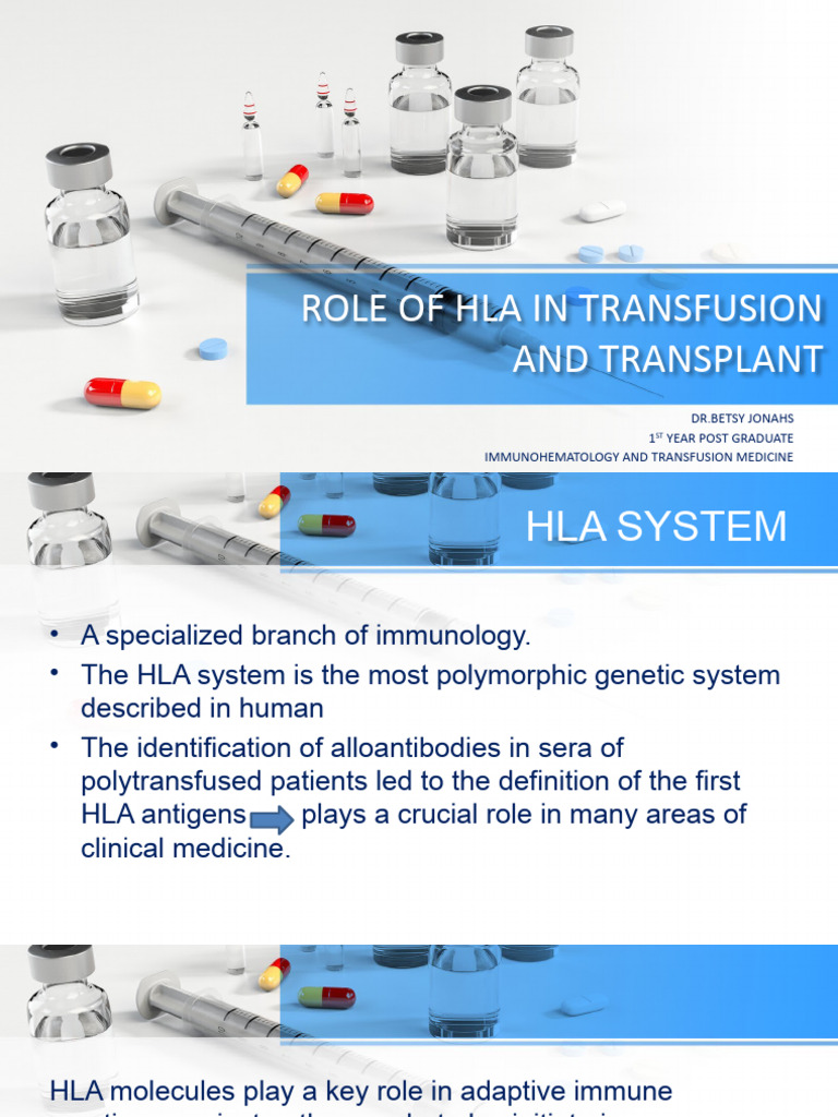Role of HLA in Transplant and Transfusion | PDF
