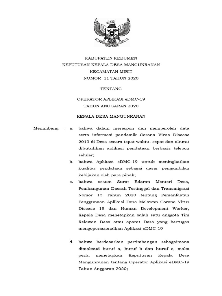 CONTOH SK Operator eDMC | PDF