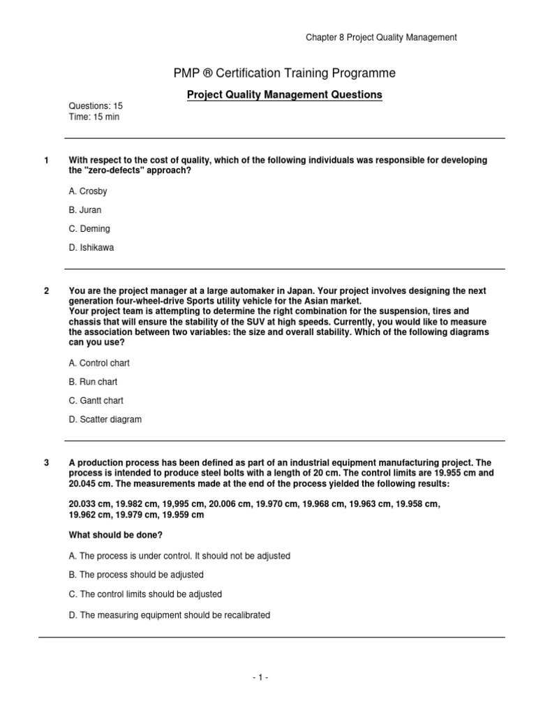 08 Quality Questions | PDF | Quality Management | Standard Deviation