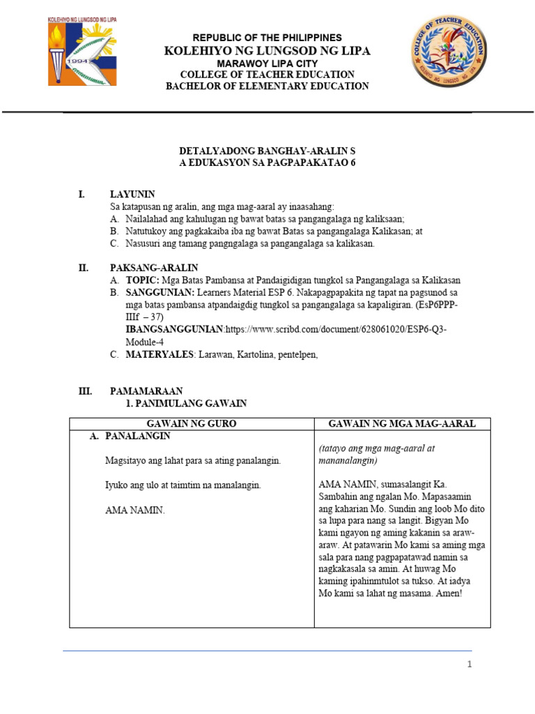 Lesson Plan in Esp | PDF