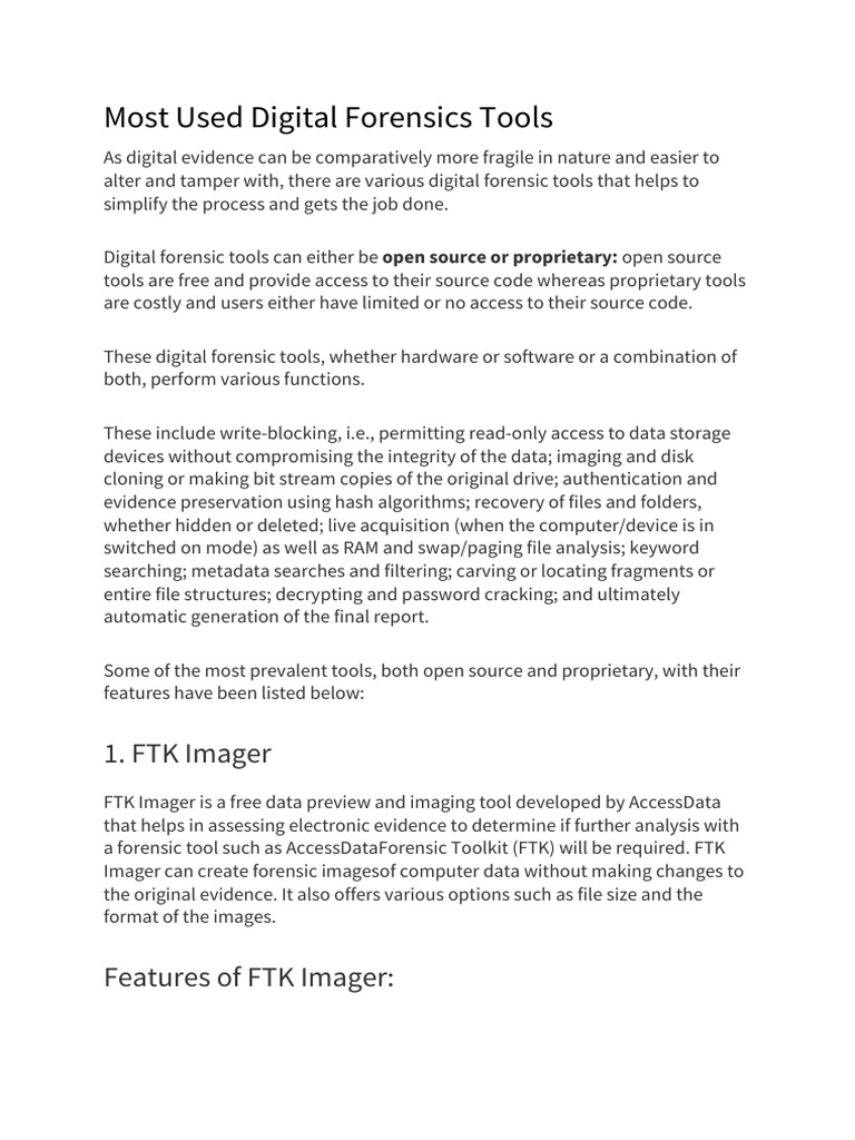 Most Used Digital Forensics Tools | PDF | Digital Forensics | Android (Operating System)