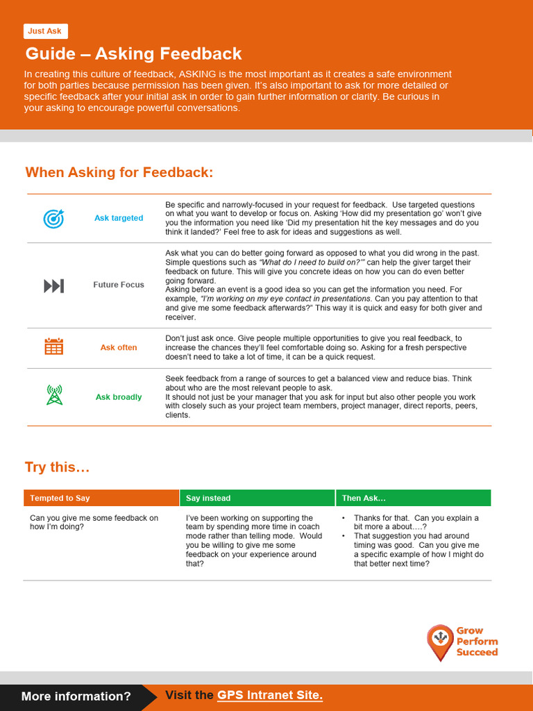 Guide To Asking For Feedback | PDF | Feedback | Social Psychology