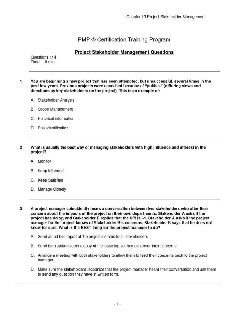 13 Stakeholder Questions | Download Free PDF | Business | Systems Science