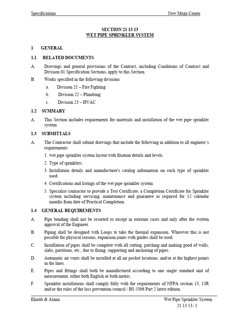 Wet Pipe Sprinkler System | Download Free PDF | Fire Sprinkler System | Plumbing