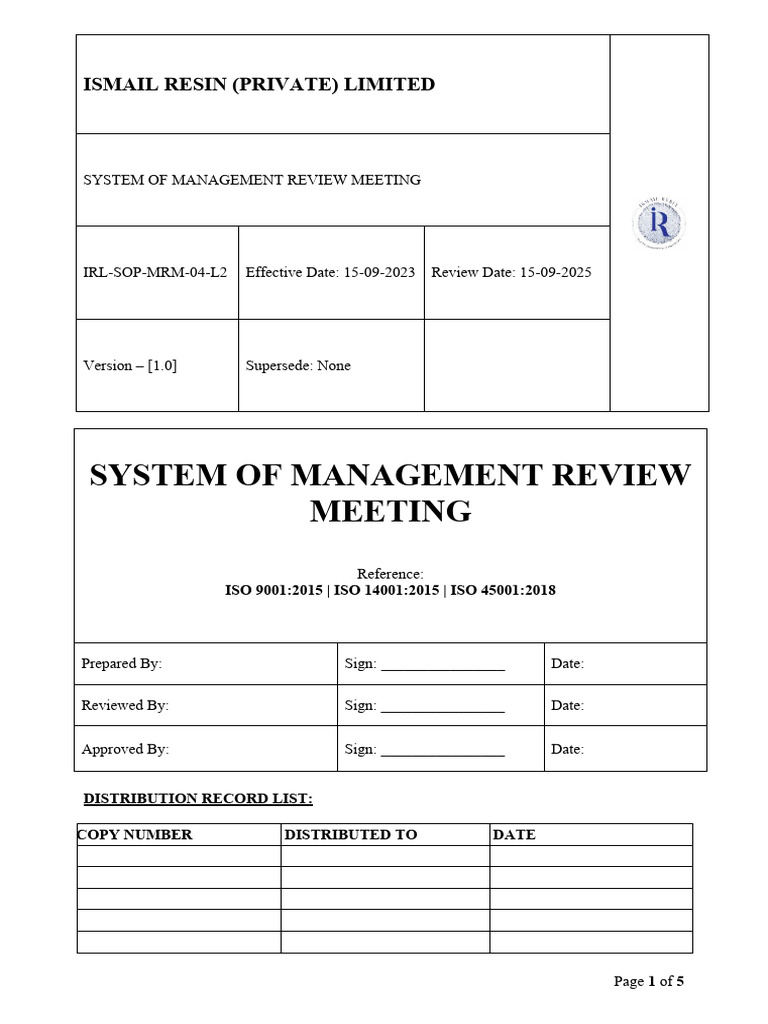Ismail Resin MRM System Overview | PDF | Business