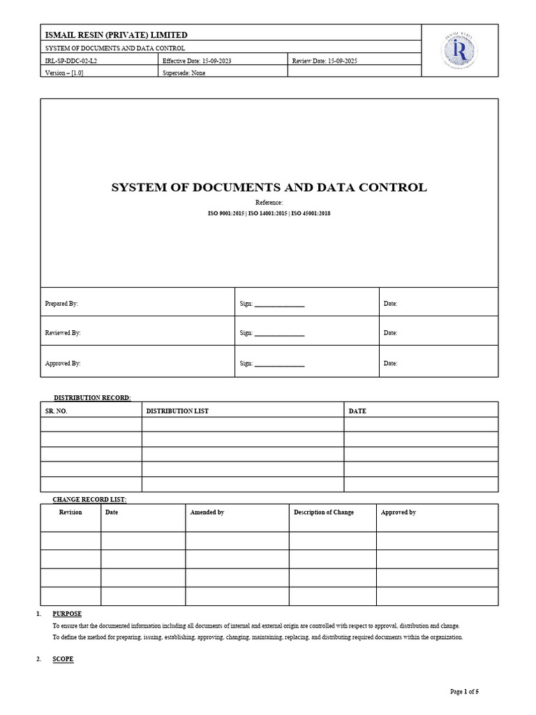 2 - Document Data Control | PDF | Computer File | Information Science