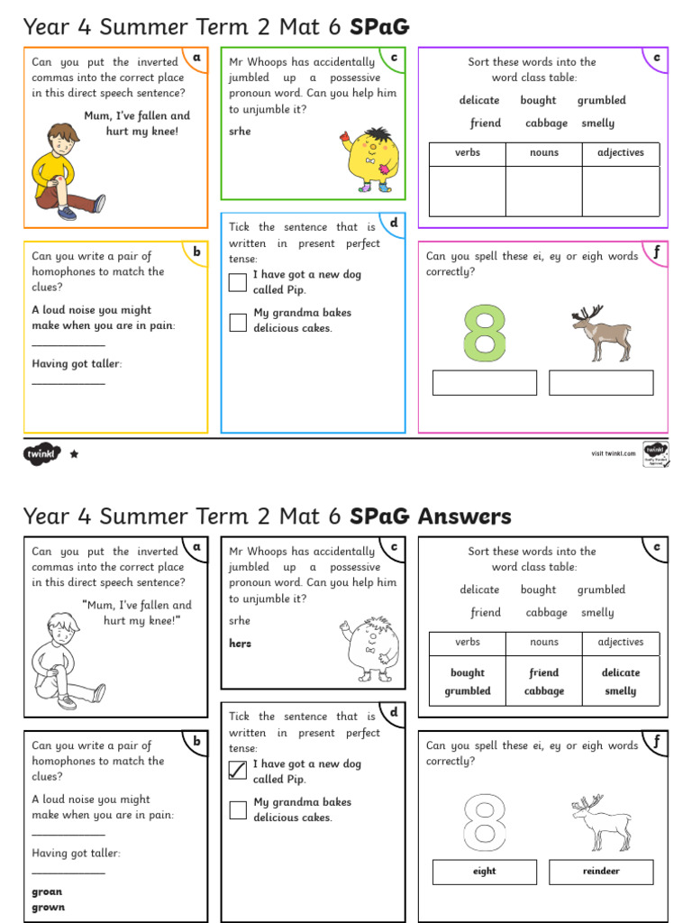 Year 4 Summer Term 2 Mat 6 | PDF | Part Of Speech | Verb