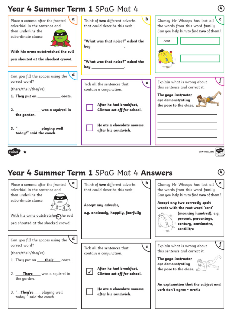 Year 4 Summer Term 1 Mat 4 | PDF | Adverb | Comma