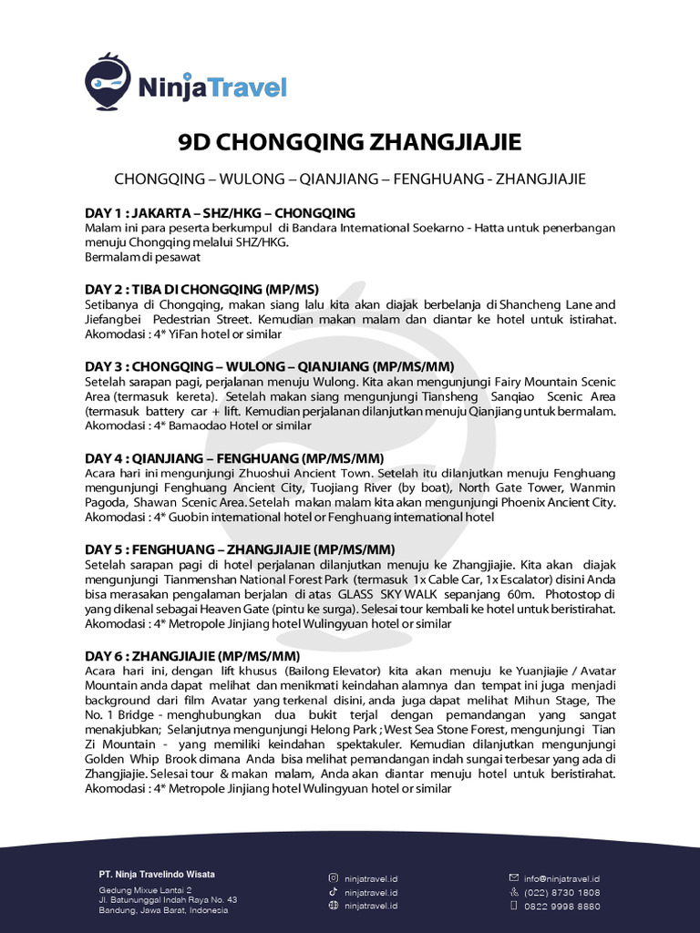 9D Chongqing Zhangjiajie | PDF