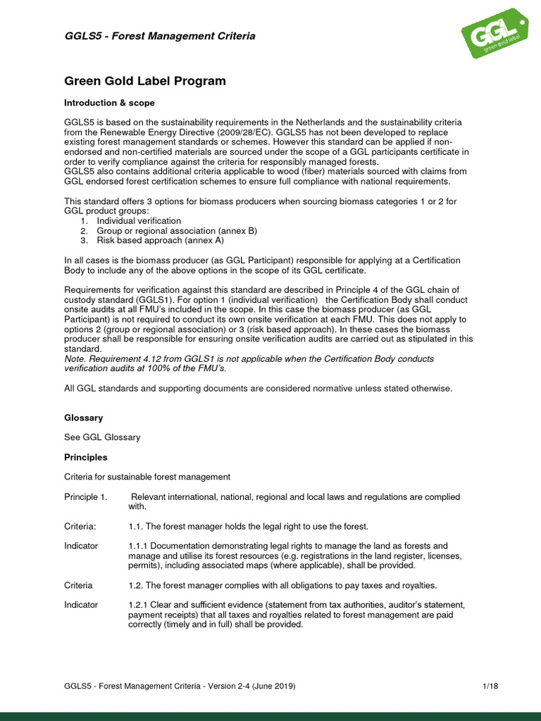 GGLS5 Forest Management Criteria v2 4 | PDF