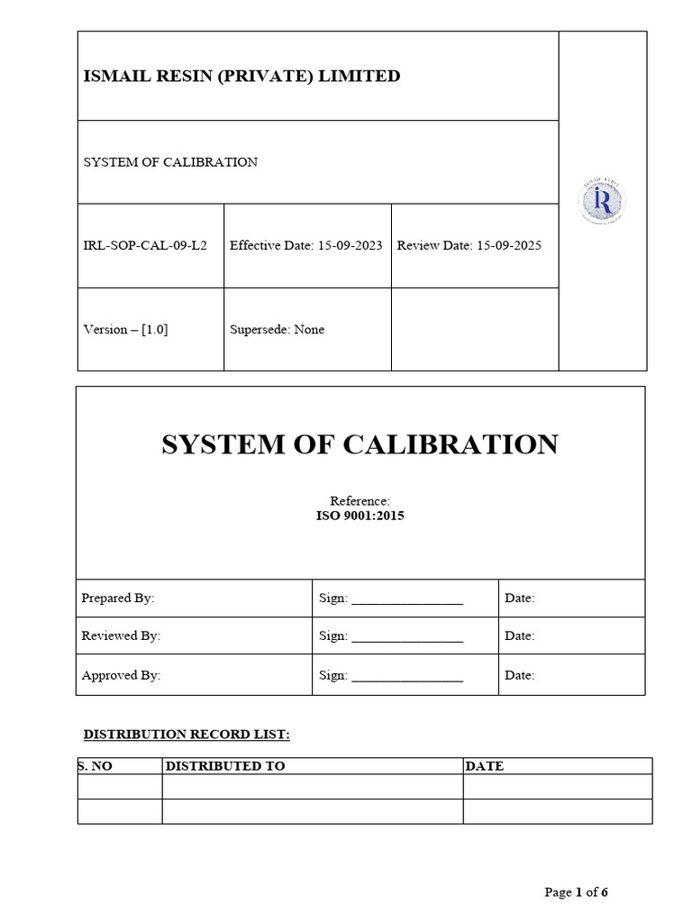 9 Calibration Pdf Calibration