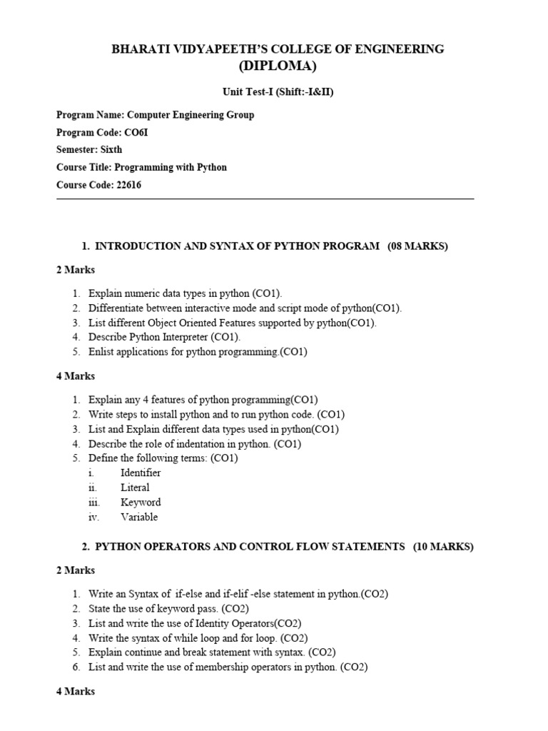 PWP - 22616 - QB - Unit Test 1 | PDF
