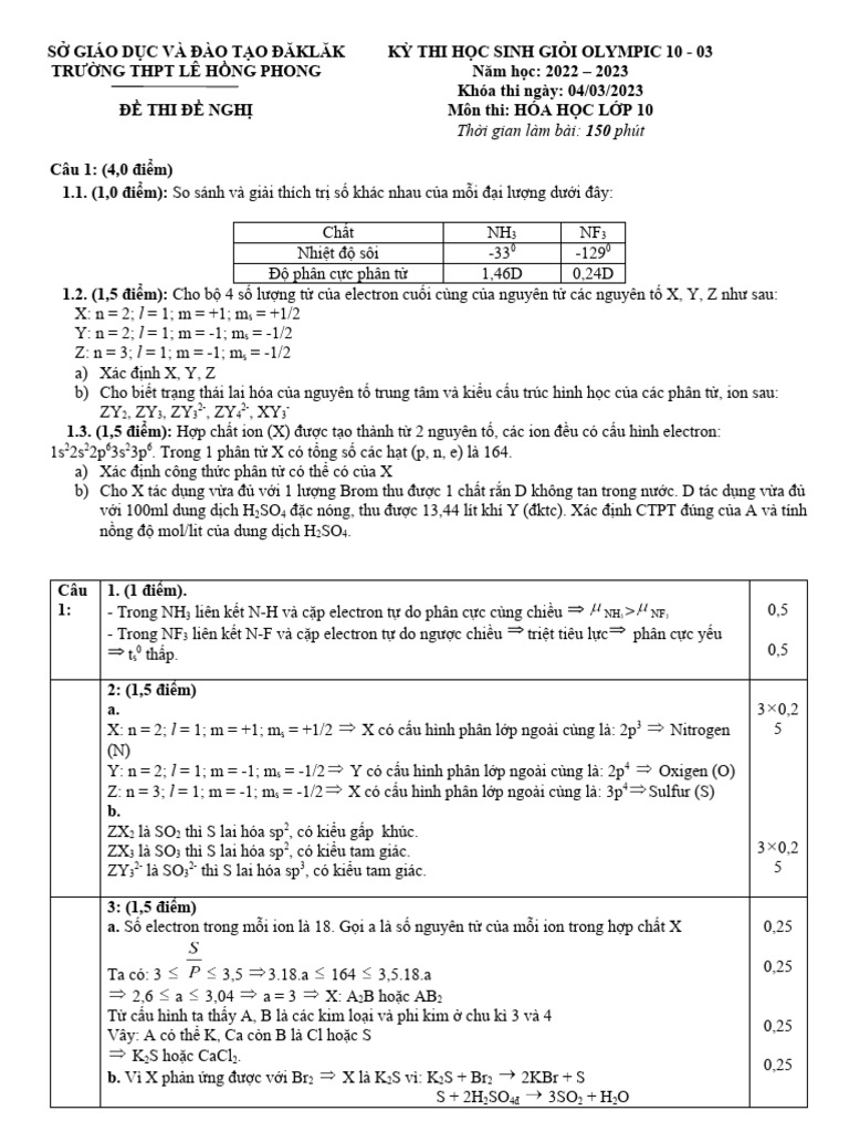 Hóa 10 THPT LÊ H NG PHONG | PDF