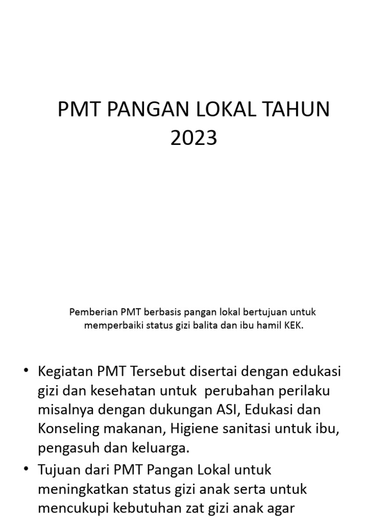 PMT Pangan Lokal Tahun 2023 | PDF