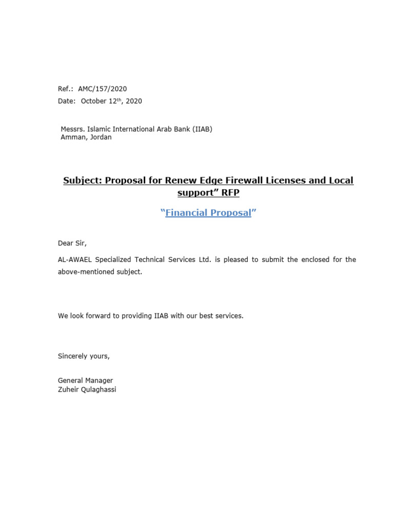 IIAB Firewall License Renewal Proposal | PDF | Contractual Term | Jordan
