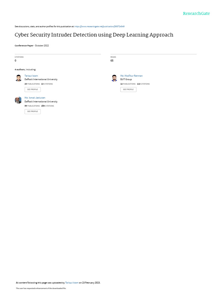 Cyber Security Intruder Detectionusing Deep Learning Approach | PDF ...