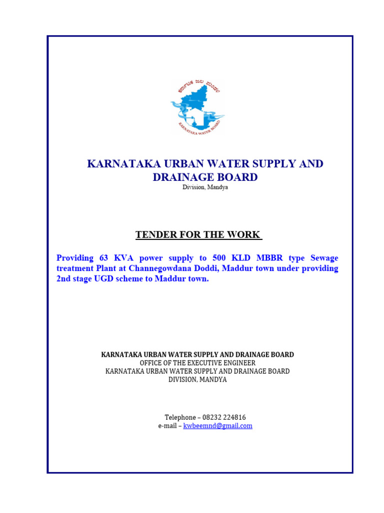 Maddur Sewage Plant Power Supply Tender | PDF | Procurement | Money