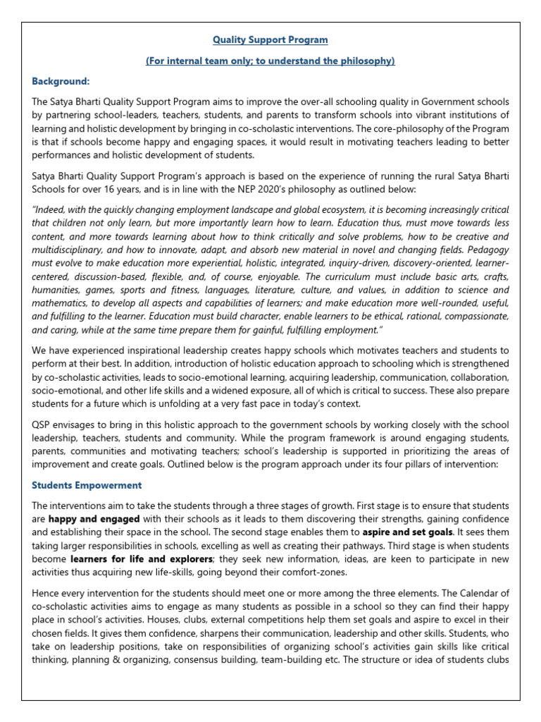 3.2 QSP Philosophy | Download Free PDF | Learning | Teachers