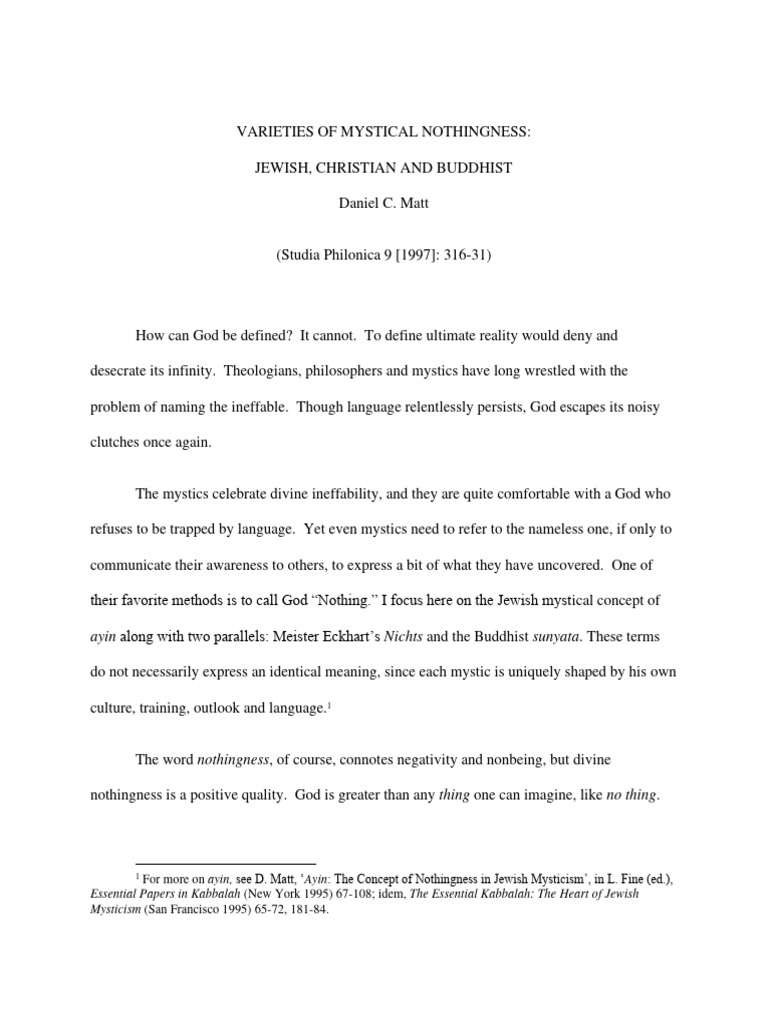 Varieties of Mystical Nothingness | PDF | Śūnyatā | Kabbalah