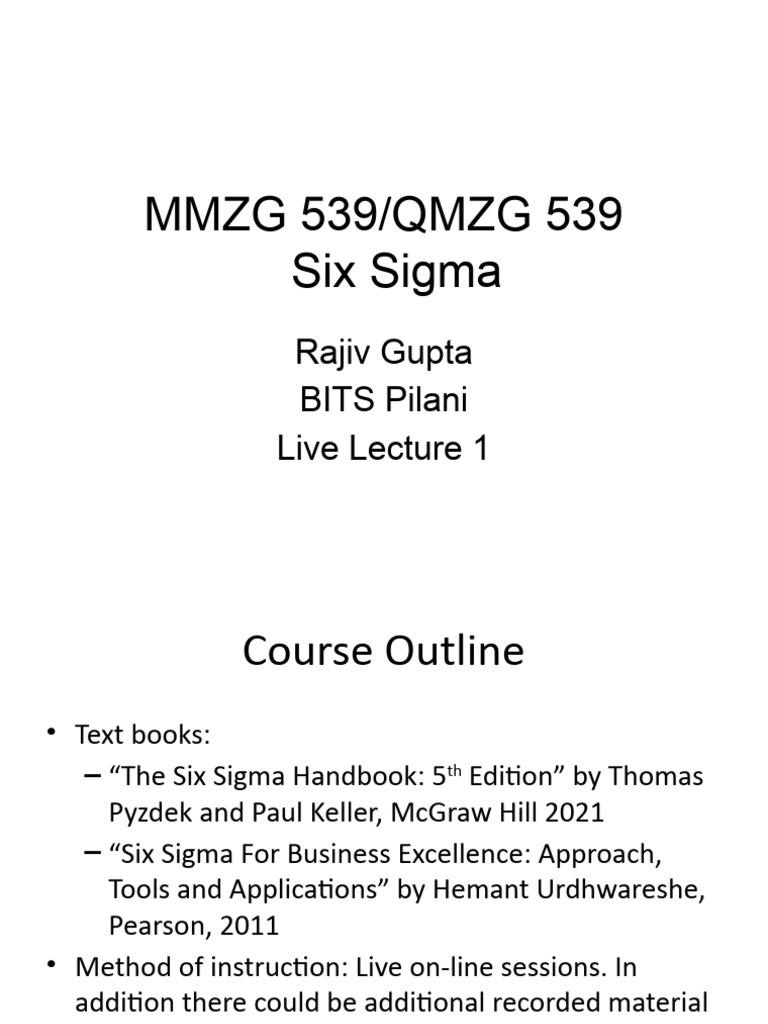 Six Sigma_Live Lecture 1_Intro | PDF | Six Sigma | Design For Six Sigma