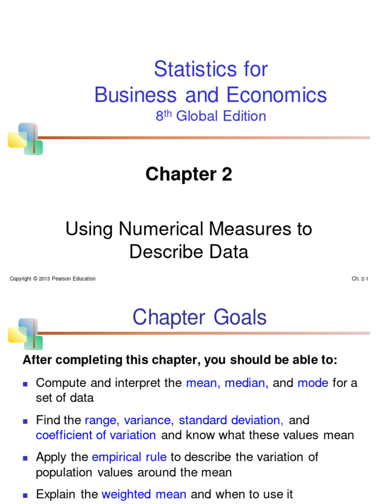 Numerical Measures To Describe Data | PDF | Mean | Mode (Statistics)