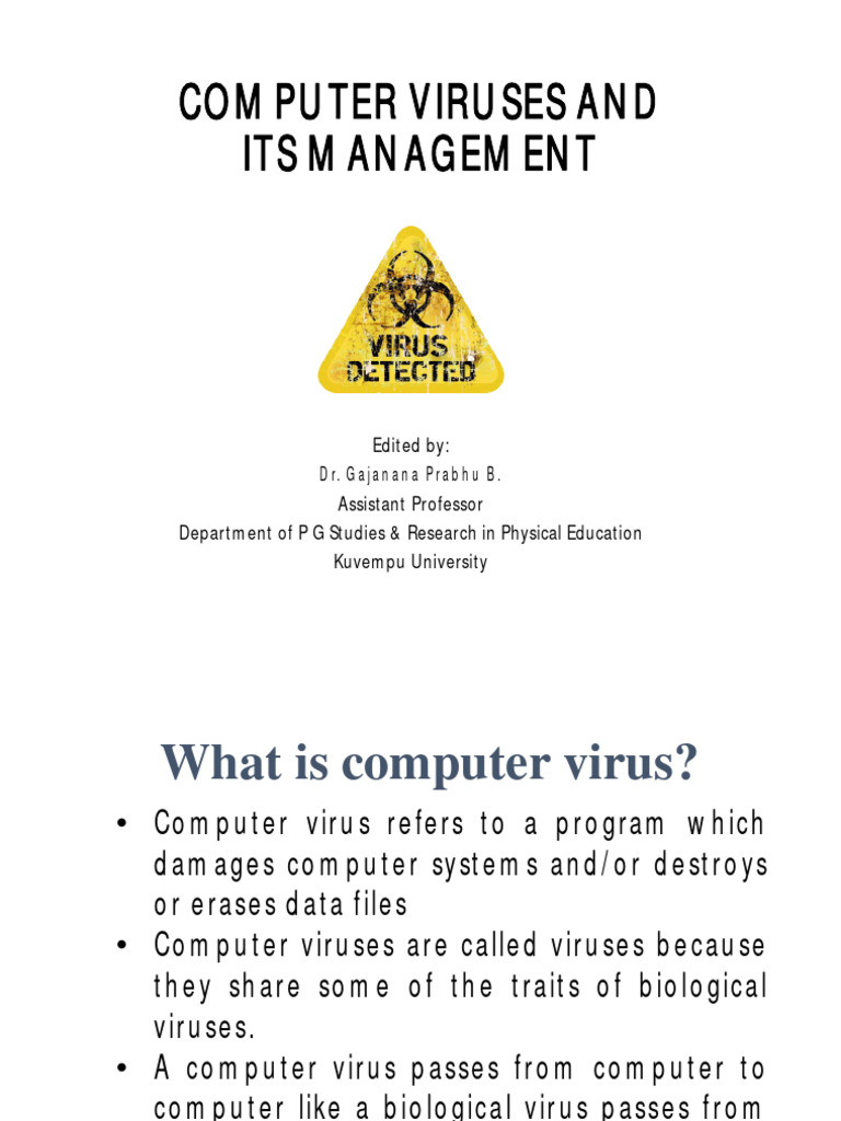 Virus and Its Management | PDF | Computer Virus | Malware