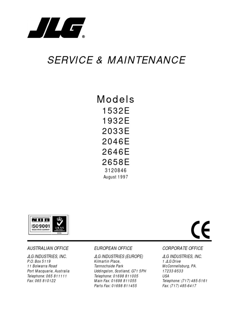 A 1532E 1932E 2033E 2046E 2646E 2658E JLG Service English | PDF ...