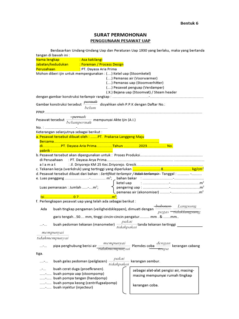 Surat Permohonan Disnaker (Header) | PDF