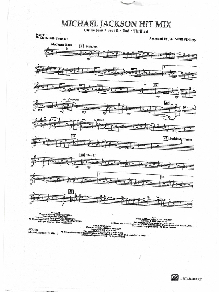 Micheal Jackson Hit Mix Trumpet 1 | PDF
