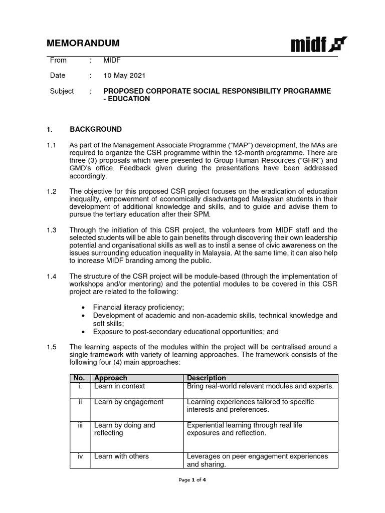 Midf - CSR Proposal | PDF