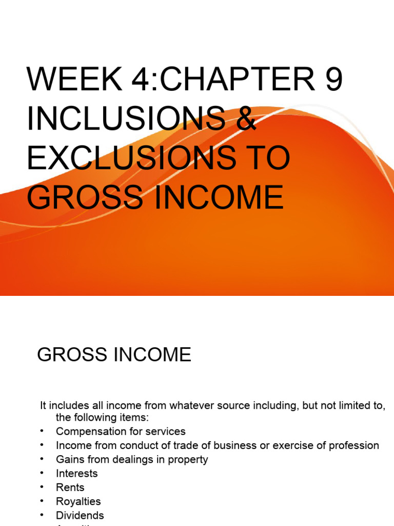 Week 4 - Inclusions To Gross Income | PDF | Dividend | Gross Income