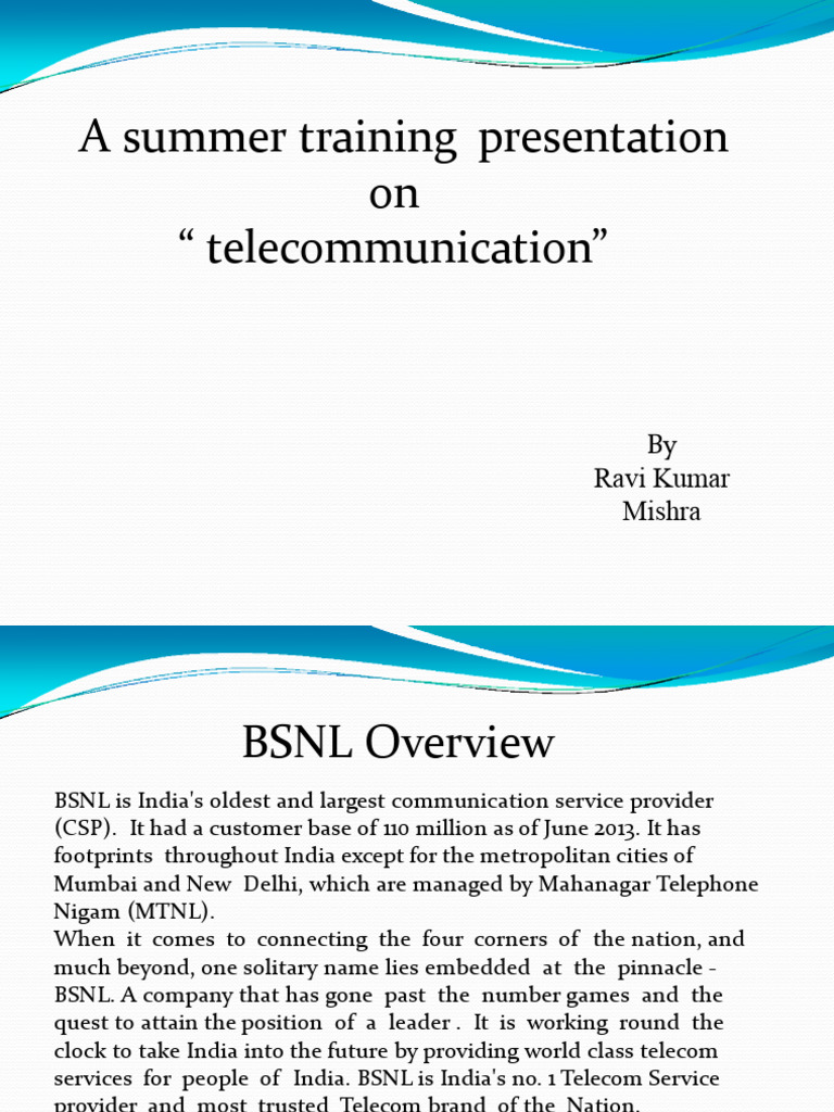 Final Presentation (BSNL) | PDF | Optical Fiber | Telecommunications