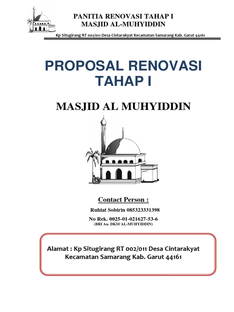Proposal - Renov Masjid Al-Muhyiddin | PDF
