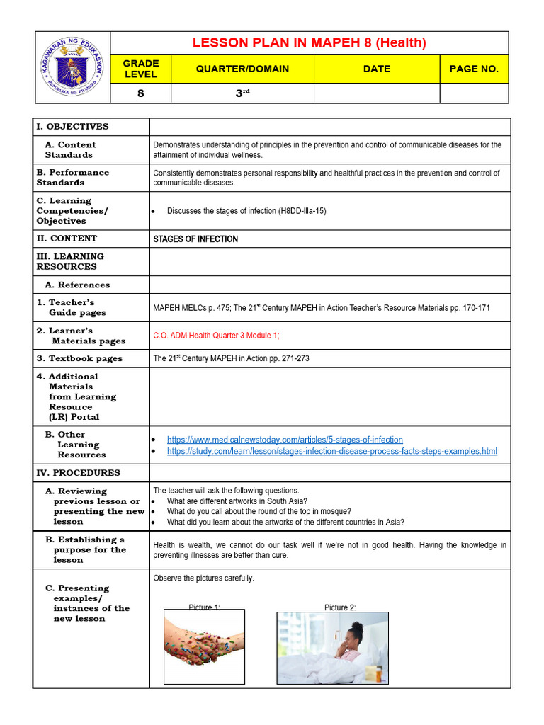 Lesson Plan Health C Pdf Infection Cough