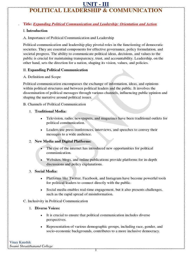 Unit 3 | PDF | Leadership | Communication