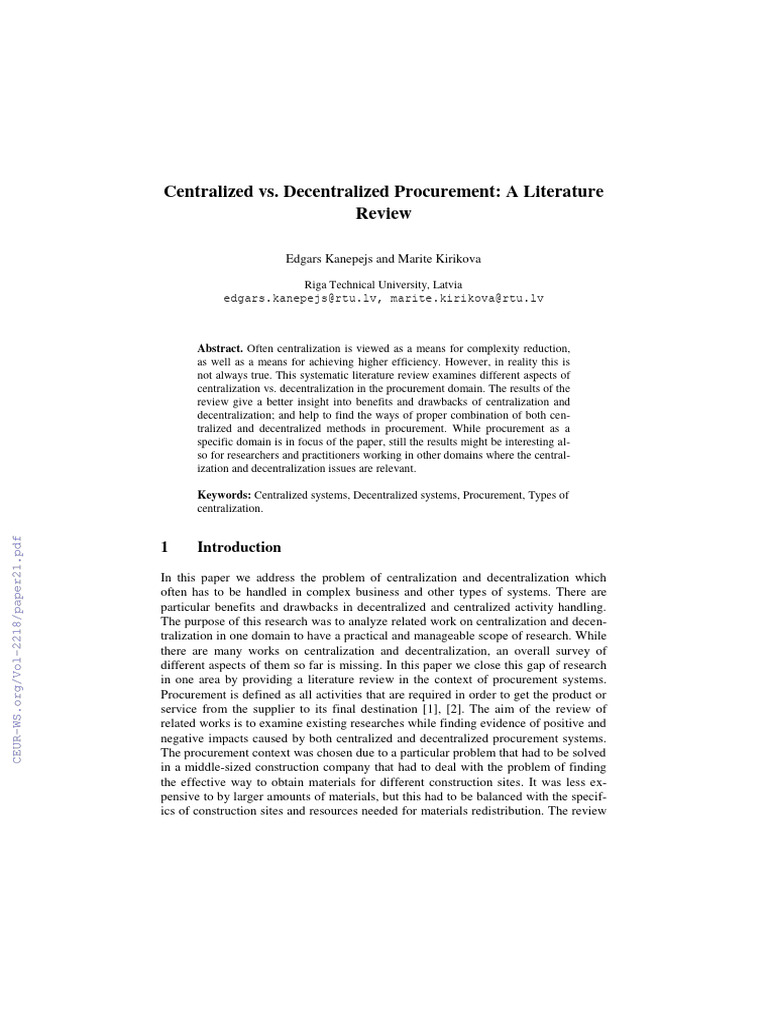 Paper 21 | PDF | Procurement | Decentralization