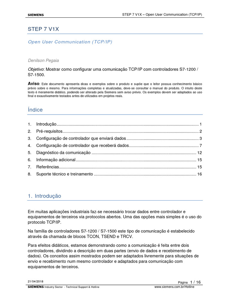 Step7 V1X Tcon | PDF | Porta (rede de computadores) | Protocolo de controle de transmissão
