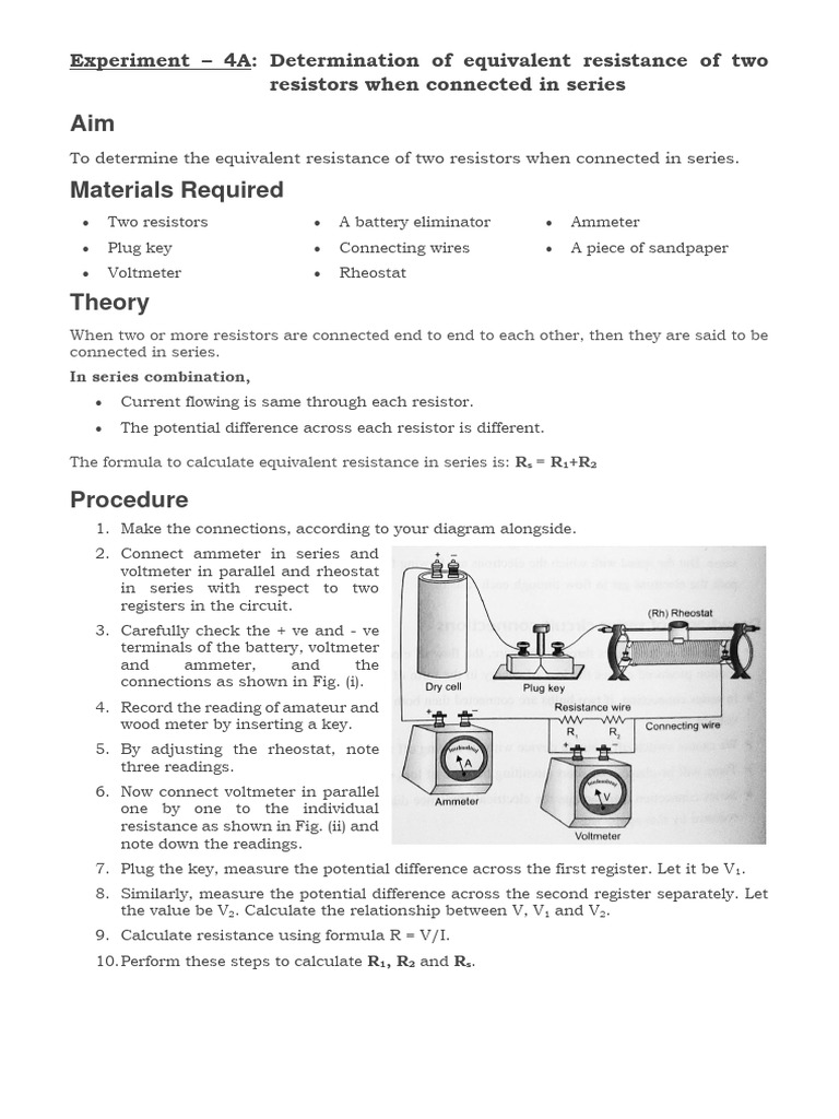 Physics Experiment - 4 | PDF | Series And Parallel Circuits | Resistor