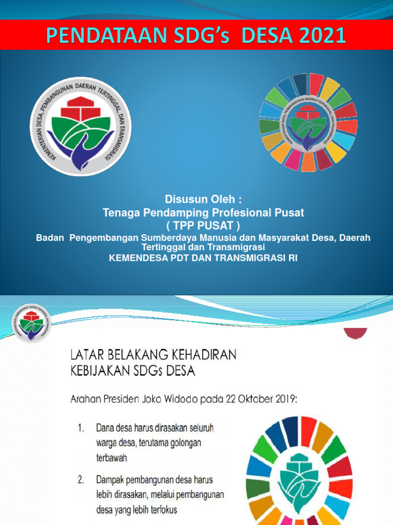 Buku Panduan Pelaksanaan Pendataan SDGs Desa Tahun 2021 | PDF