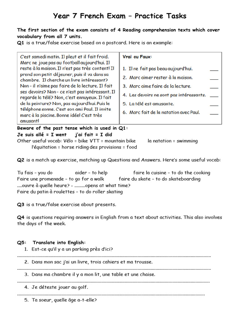 Exam Practice Tasks 2021 | PDF