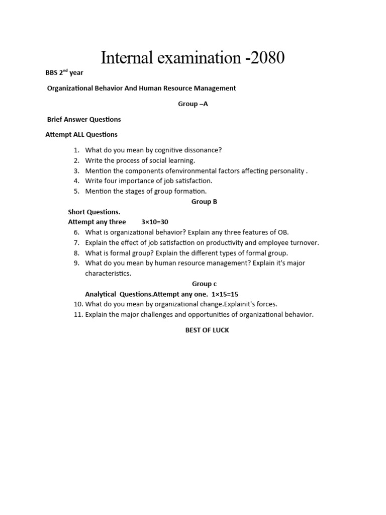 Internal Examination - 2080 | PDF