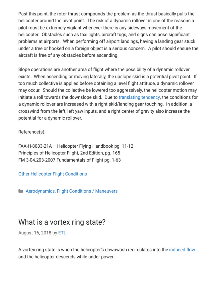 Vortex Ring State - Helicopter Study Guide | PDF