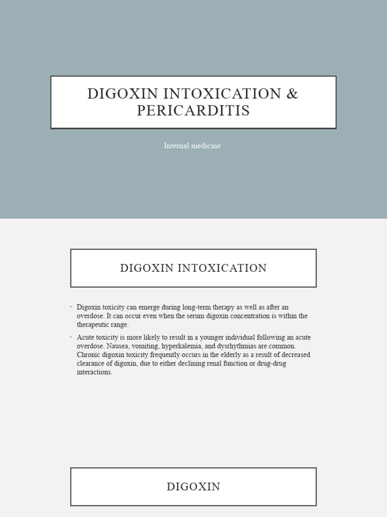 Digoxin Intoxication & Pericarditis. | PDF | Internal Medicine | Cardiac Electrophysiology