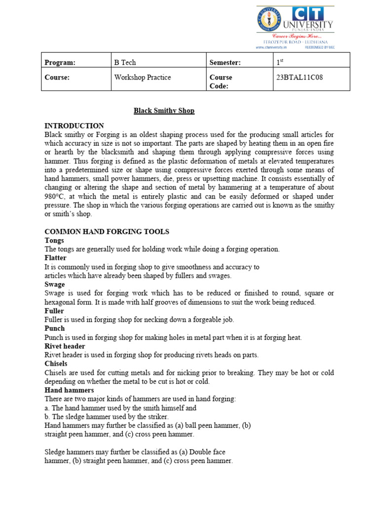 Black Smithy Shop | PDF | Forging | Forge