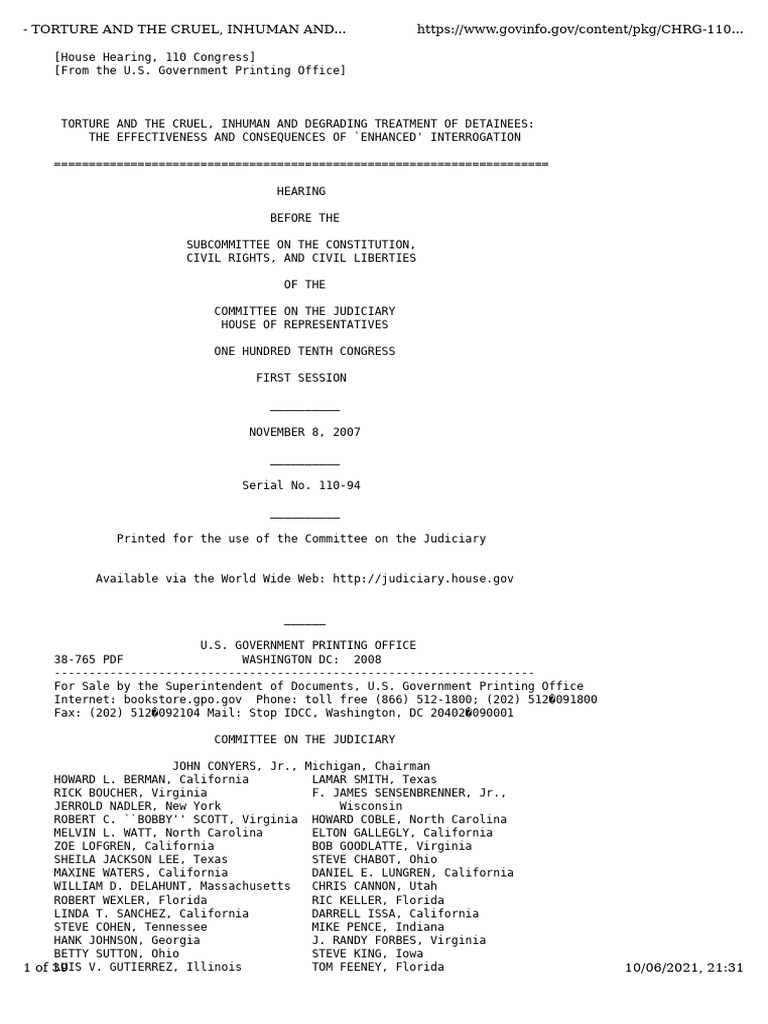 Torture and The Cruel, Inhuman and Degrading Treatment of Detainees The ...