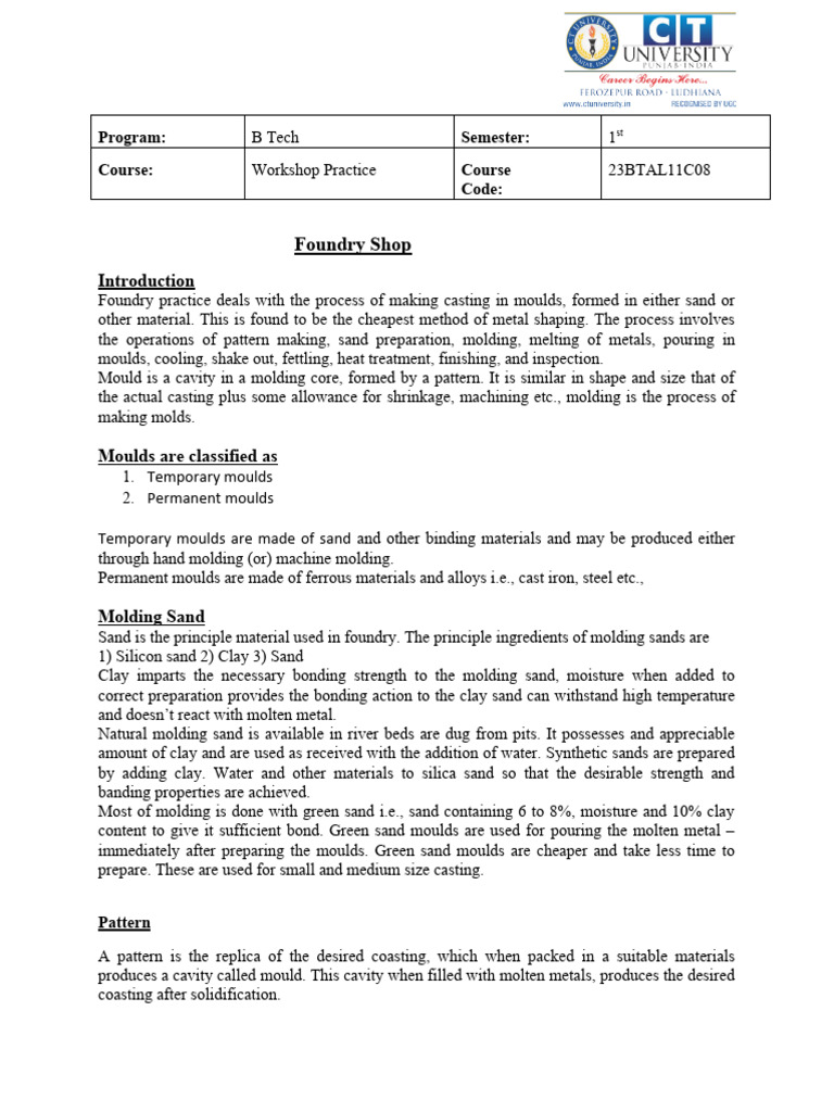 Foundary Shop | Download Free PDF | Foundry | Casting