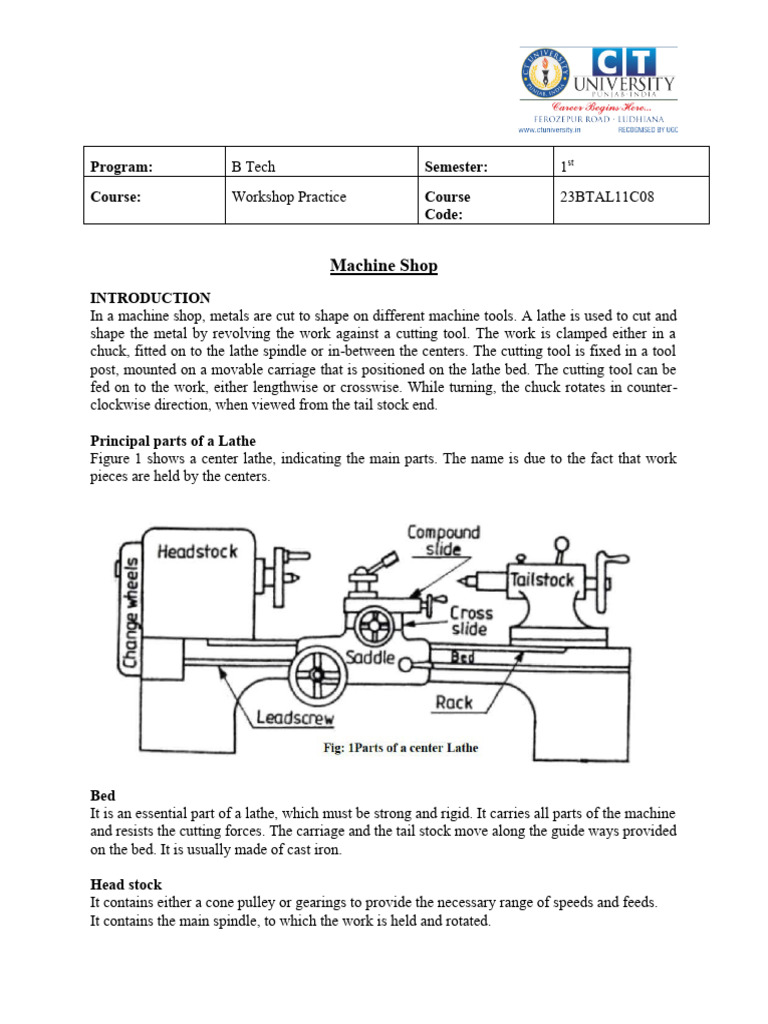 Machine Shop | PDF | Machining | Screw