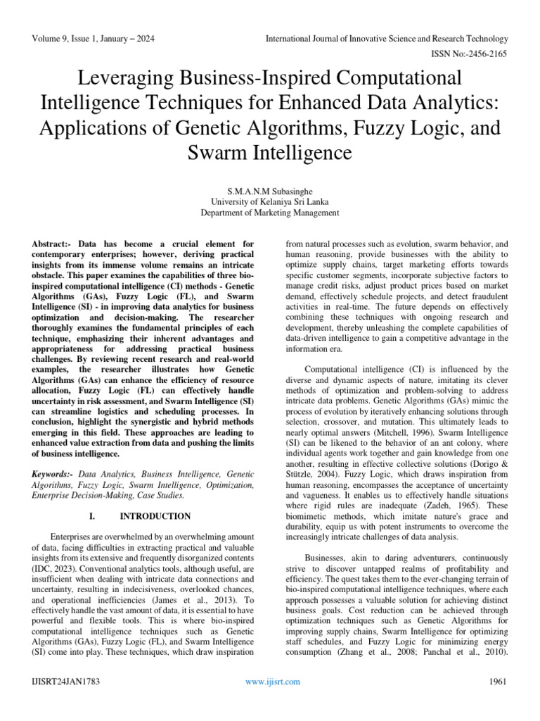 Leveraging Business-Inspired Computational Intelligence Techniques For ... Leveraging Business-Inspired Computational Intelligence Techniques For ...