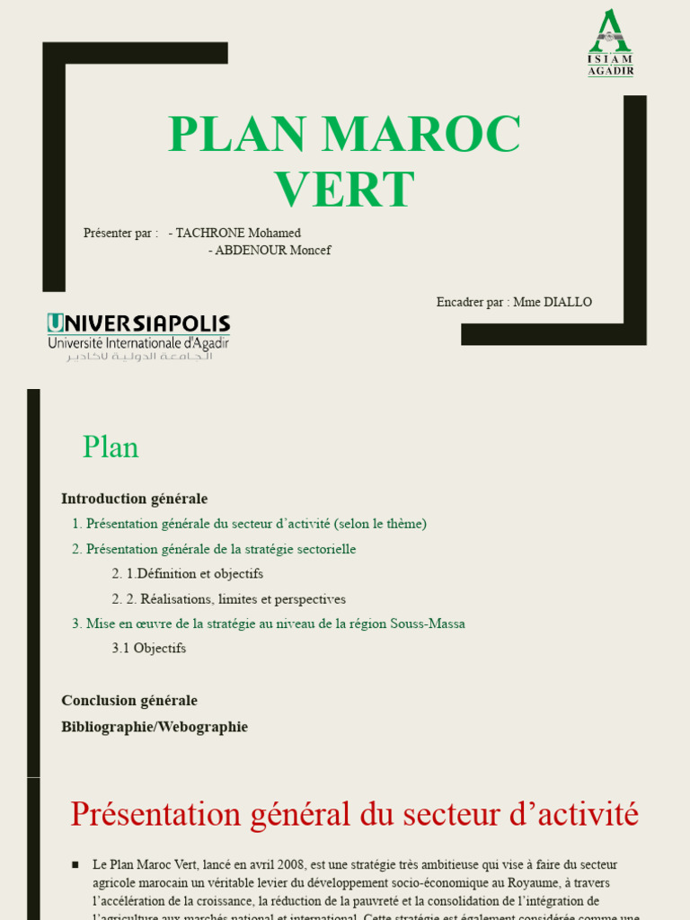 Plan Maroc Vert : Stratégie Agricole 2023 | PDF | Agriculture | Maroc